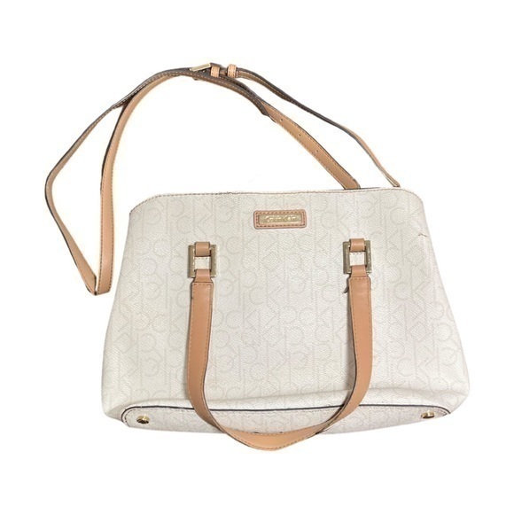 Calvin Klein | Bags | Calvin Klein Brown White Signature Ck Logo Faux ...